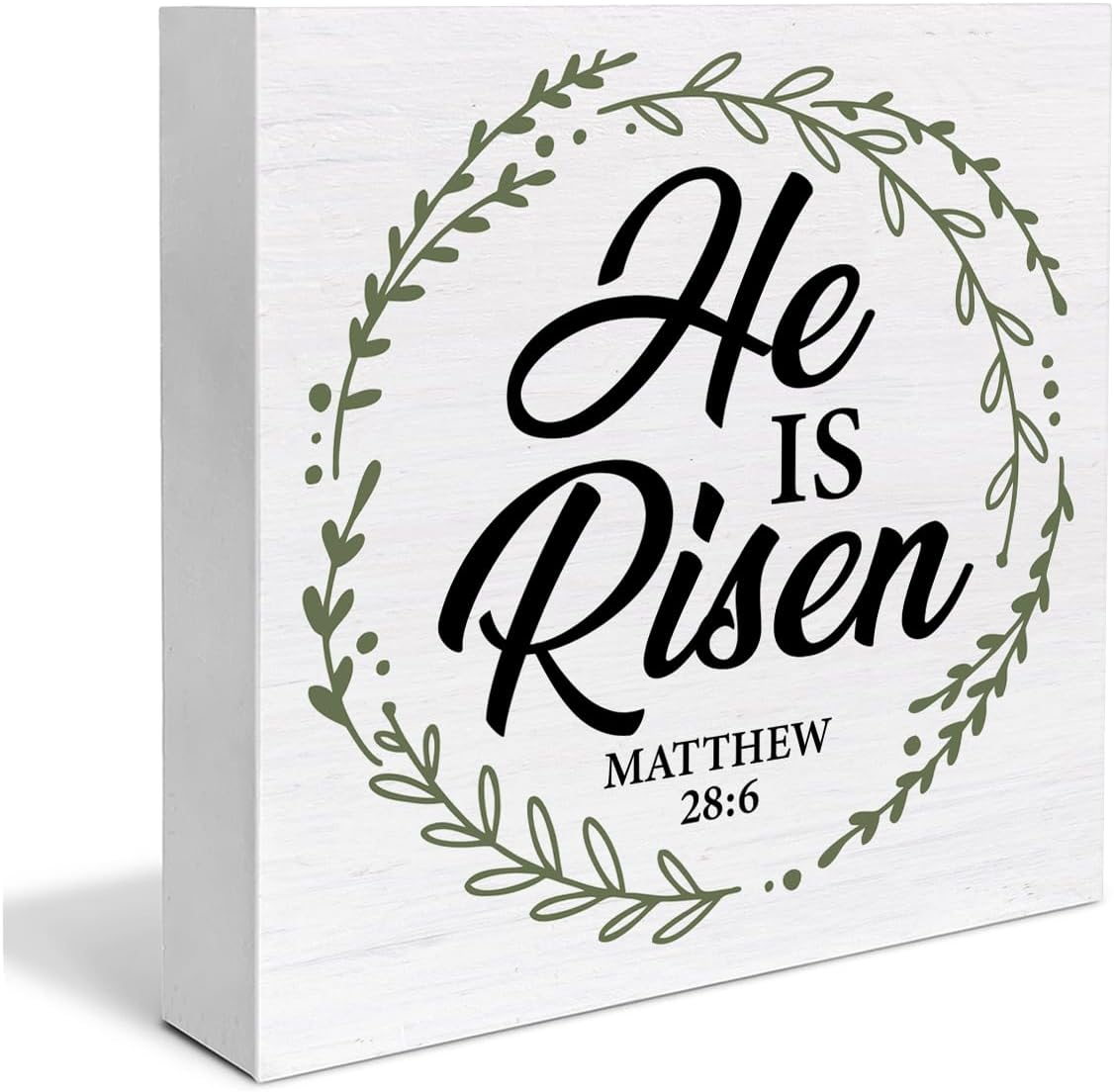 Cskhip Christian Decor Rustic He Is Risen Bible Verse Wooden Sign ...