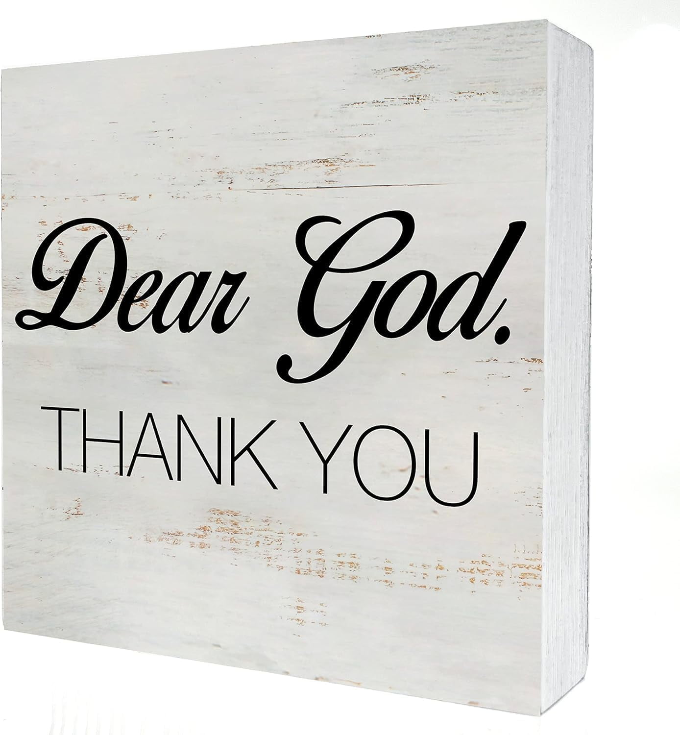 Cskhip Dear God Thank You Wooden Box Sign Desk Décor Farmhouse Wood ...