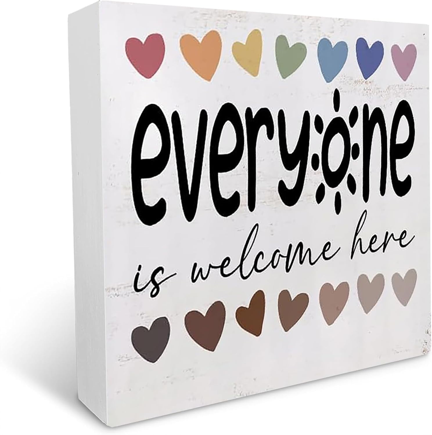 Cskhip Everyone is Welcome Here Wood Box Sign Desk Decor,Inspirational ...