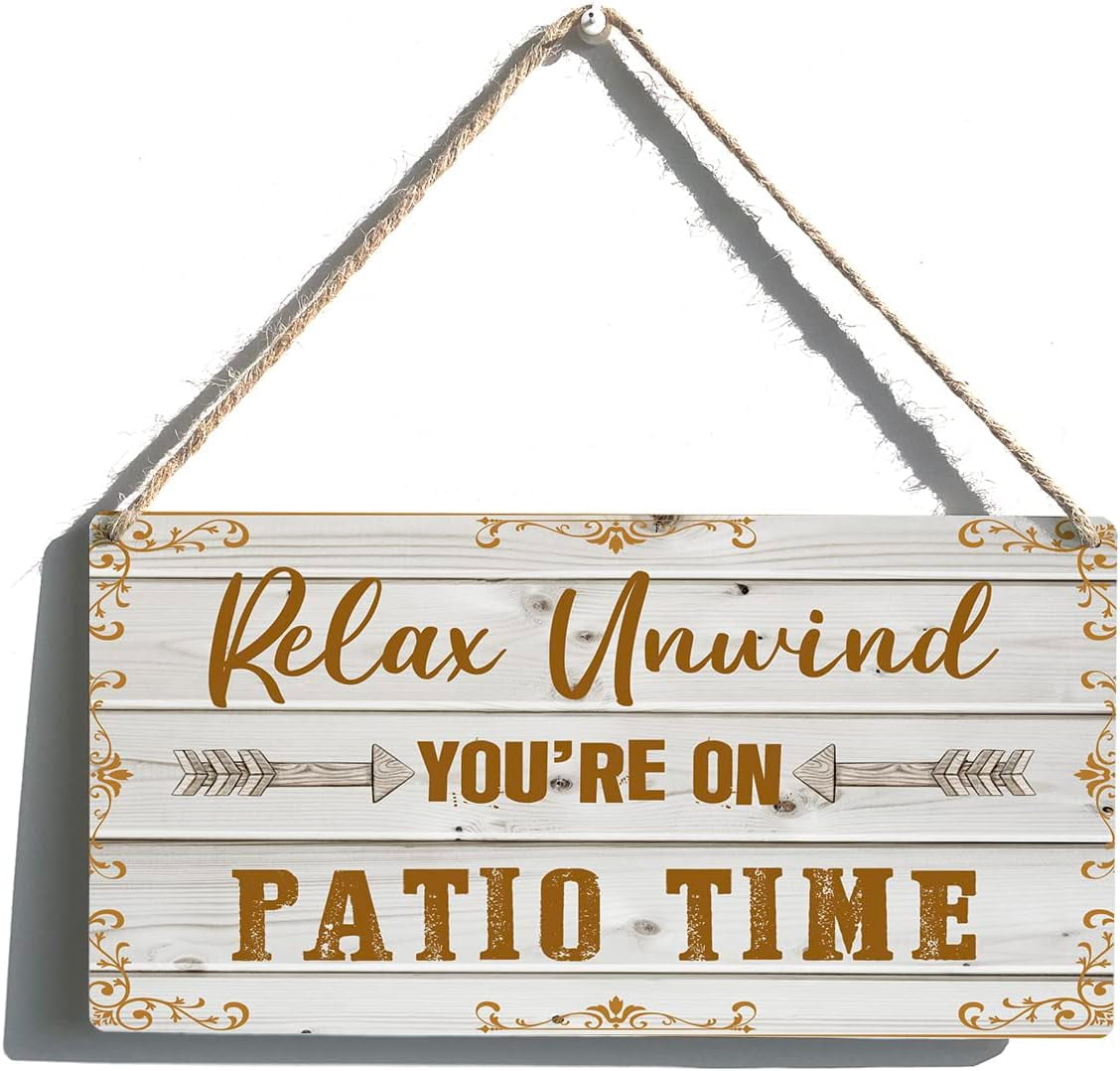 Cskhip Farmhouse Backyard Patio Wood Signs Relax Unwind You're on Patio ...