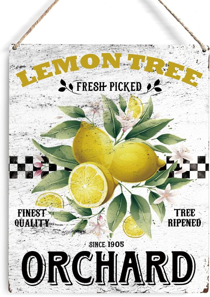 Cskhip Farmhouse Lemon Tree Wood Signs Lemon Tree Orchard Hanging Sign ...