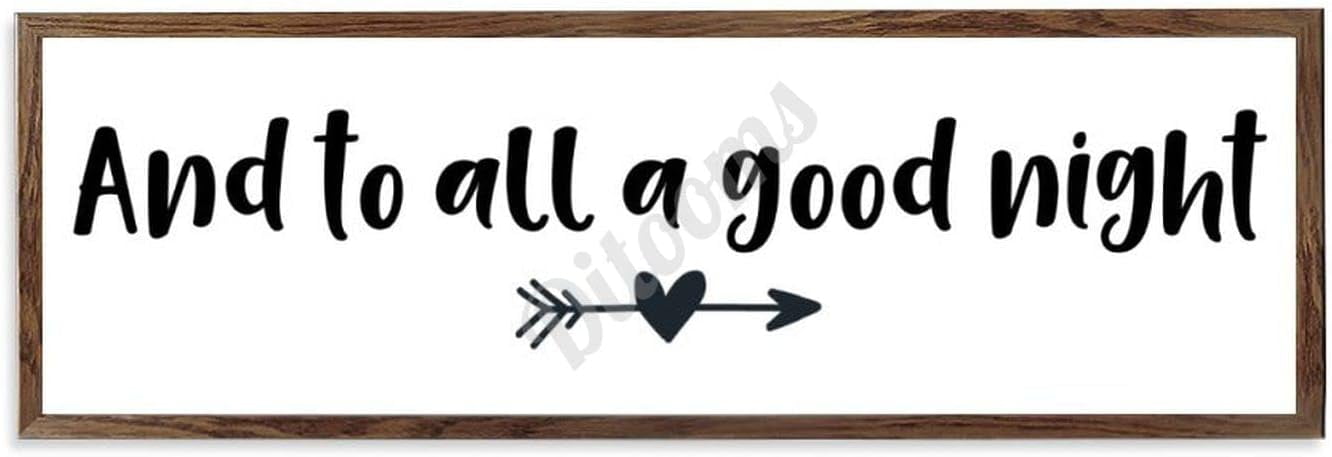 Cskhip Framed Farmhouse Wooden Sign And to All A Good Night Rustic Wall ...