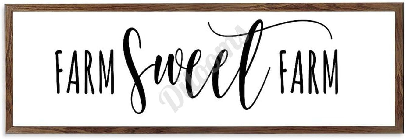 Cskhip Framed Farmhouse Wooden Sign Farm Sweet Farm Color Rustic Wall ...