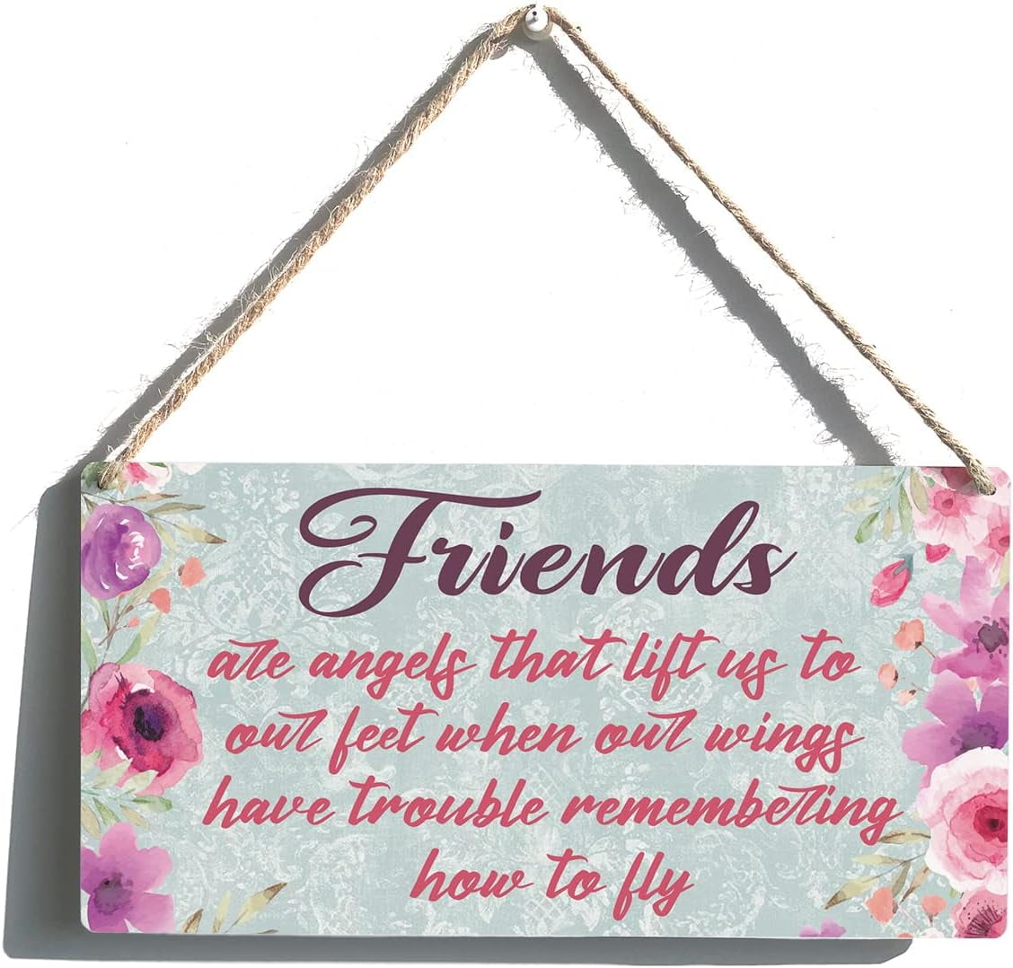 Cskhip Friendship Signs Wood Signs Funny Farmhouse Friends are Angels ...