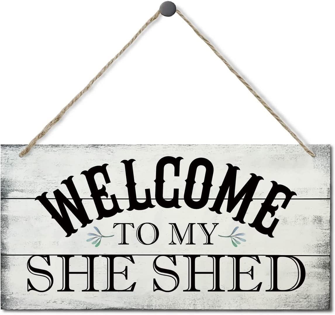 Cskhip Funny Bar Wood Signs Welcome to My She Shed Wooden Hanging ...