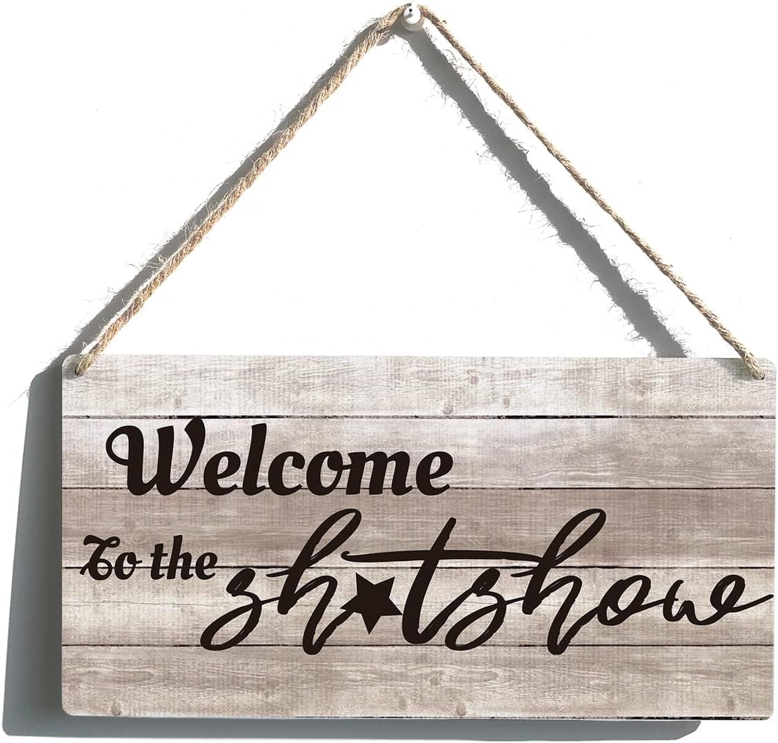 Cskhip Funny Wood Signs Farmhouse Welcome Wooden Hanging String Sign ...