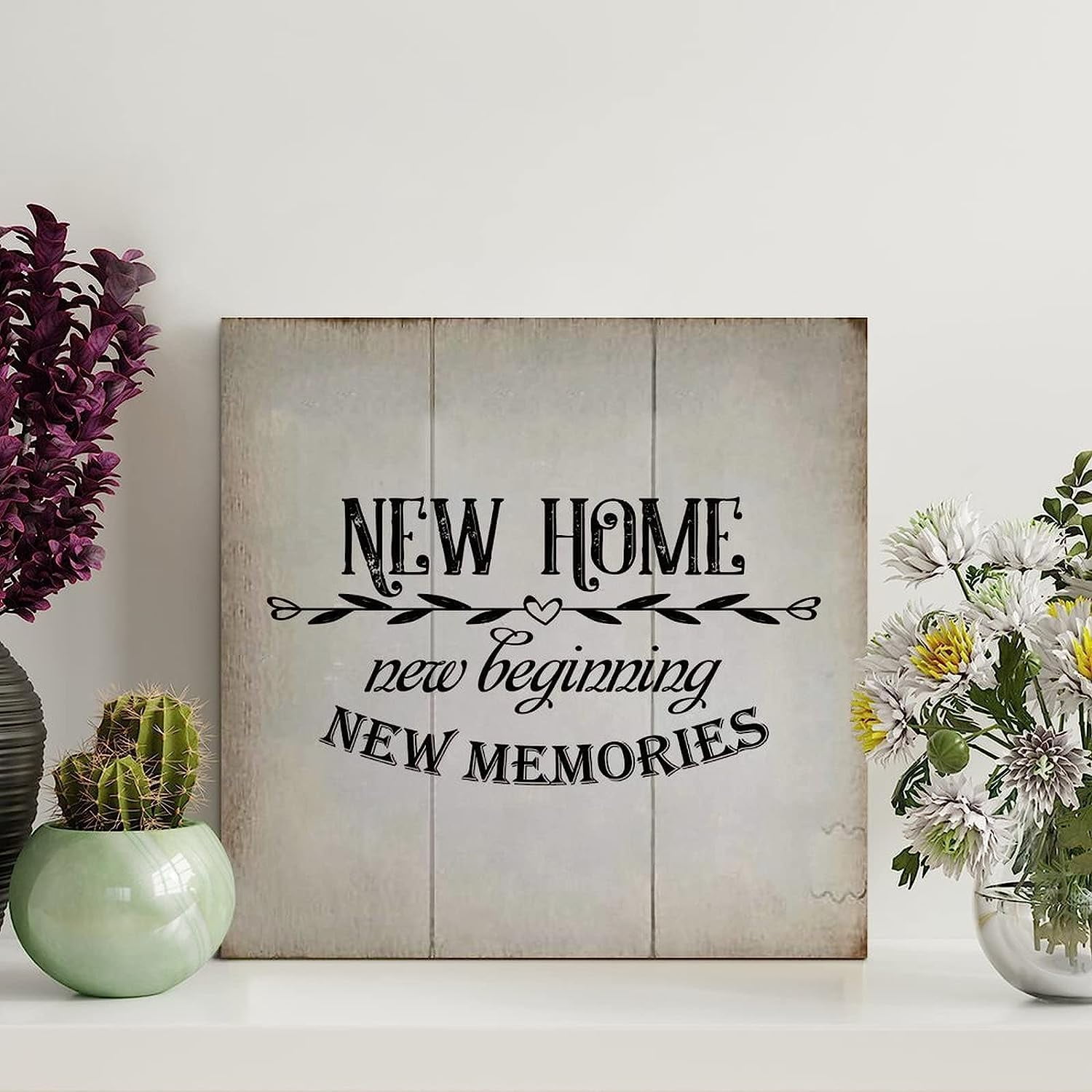 Cskhip Funny Wooden Pallet Sign New Home New Beginning Mew Memories ...