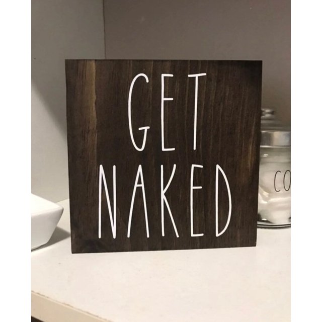 Cskhip Get Naked Vintage Farmhouse Sign,Antique Wood Sign Plaque 8x8 ...