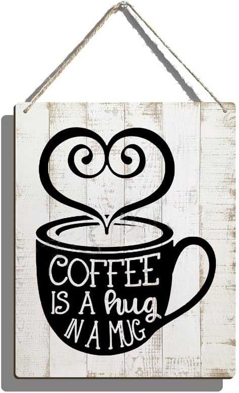 Cskhip Hanging Wood Sign Coffee Hug In A Mug Vinyl Decal For Sign Wall ...
