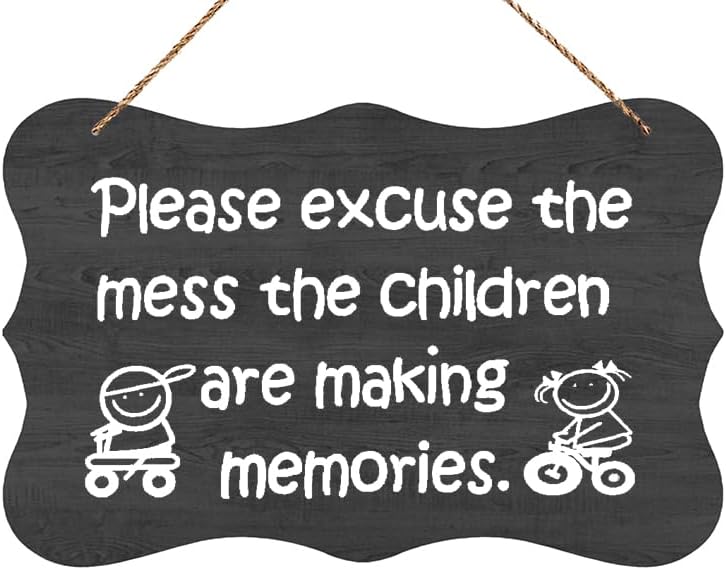 Cskhip Hanging Wood Sign Excuse The Mess Children Quote Wall Plaque ...
