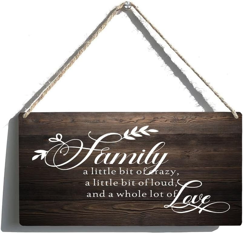 Cskhip Hanging Wood Sign Family A Little Bit Of Crazy Wood Sign Perfect ...
