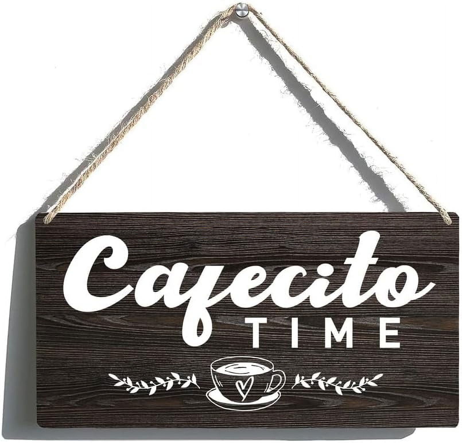 Cskhip Hanging Wood Sign Funny Coffee Bar Wood Signs Cafecito Time ...