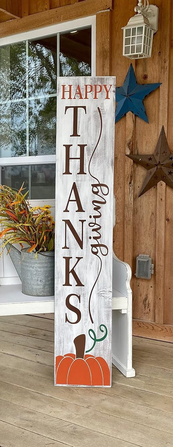 Cskhip Happy Thanksgiving Porch Sign, Fall Decor, Thanksgiving Wood ...