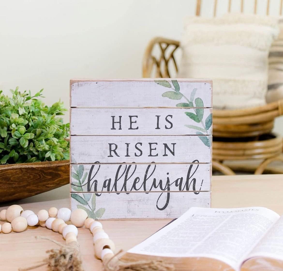 Cskhip He Is Risen Sign - Religious Home Decor - Rustic Wood Sign ...