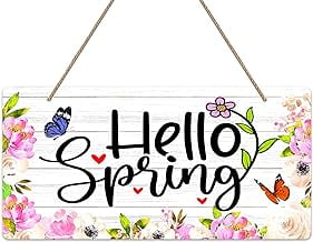 Cskhip Hello Spring Wood Signs Farmhouse Welcome Colorful Floral Wooden ...
