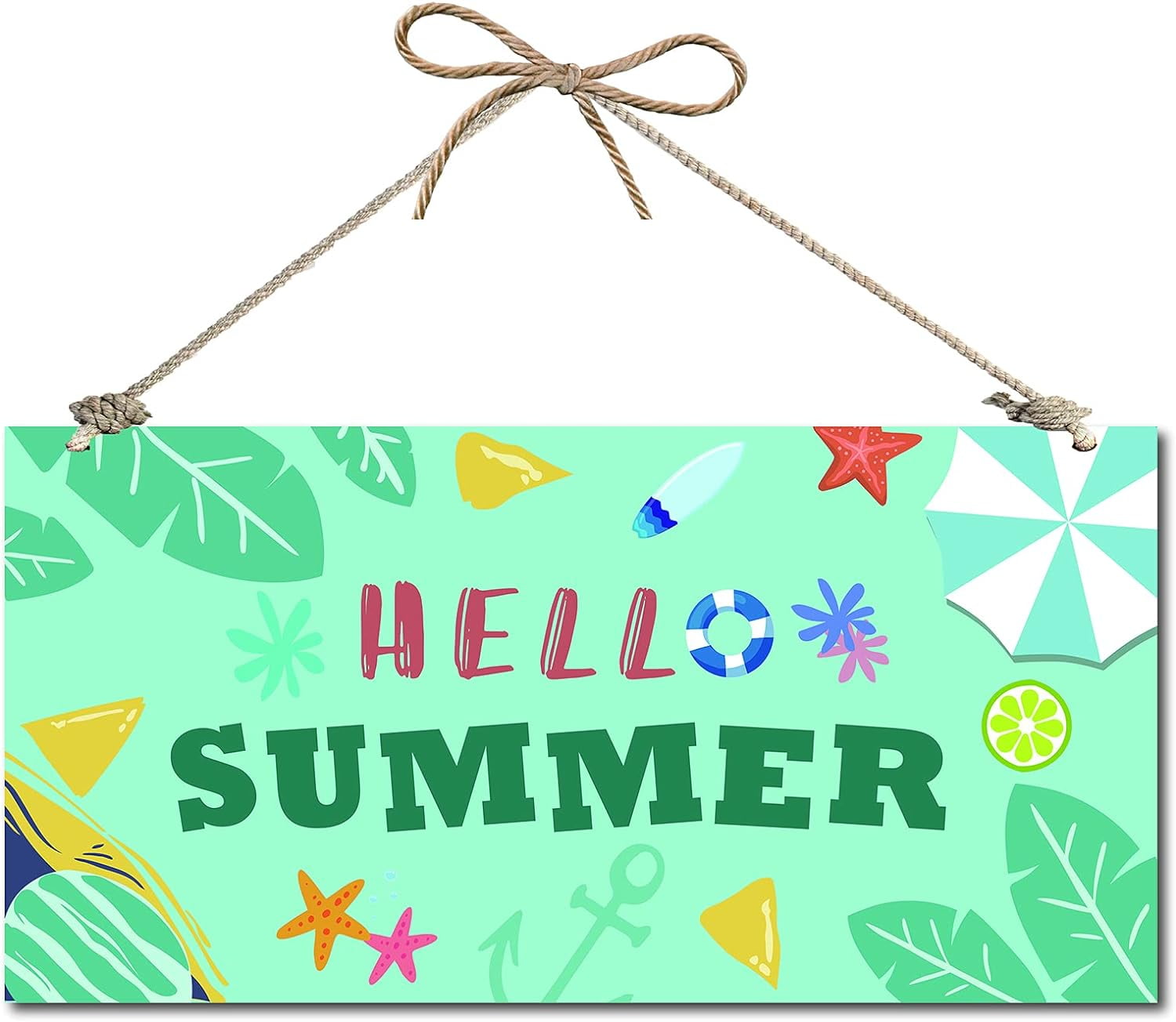 Cskhip Hello Summer Wood Signs Ocean Beach Skateboard Surf Starfish ...