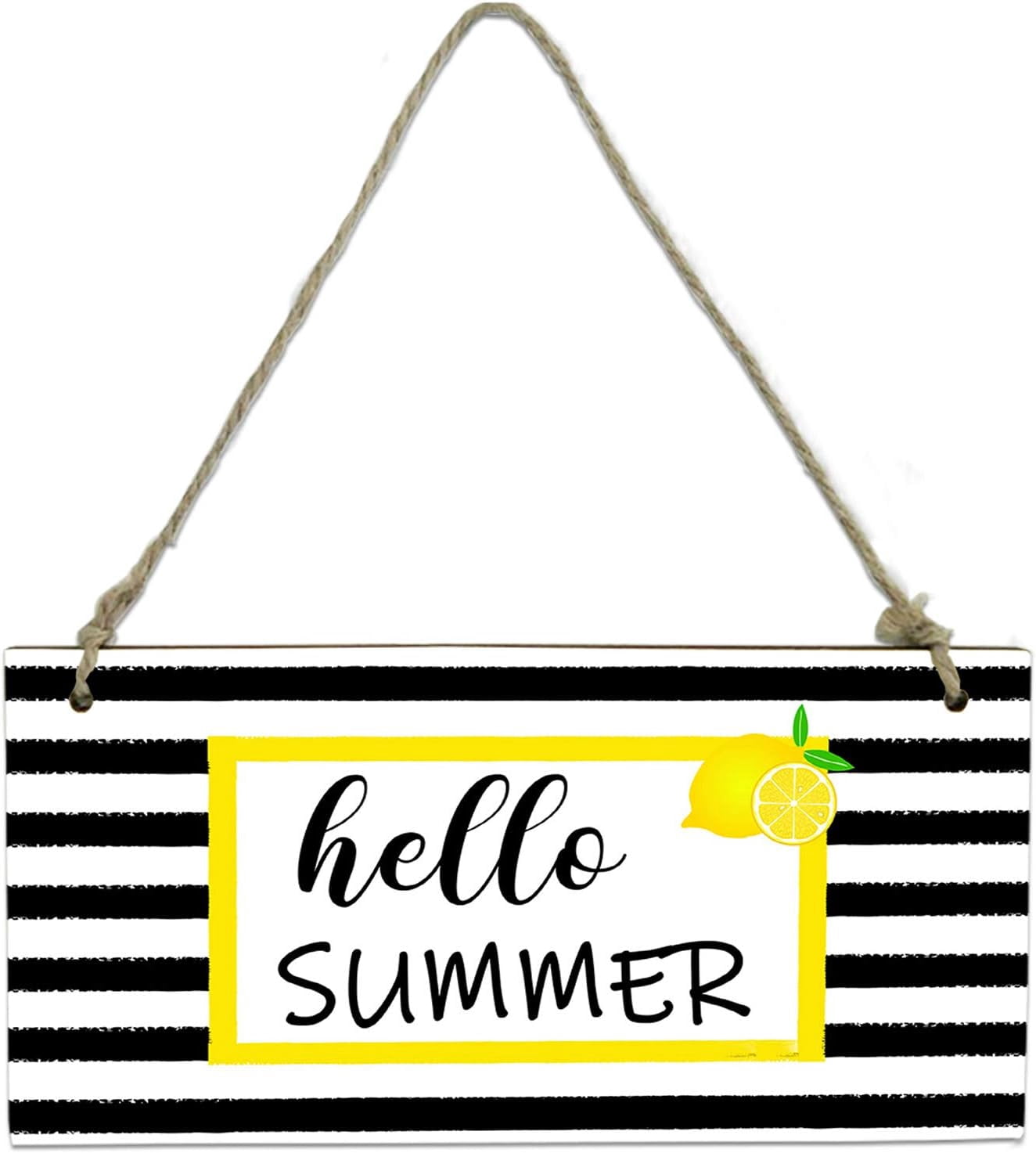 Cskhip Hello Sunshine Wood Signs Lemon Yellow Wooden Hanging String ...