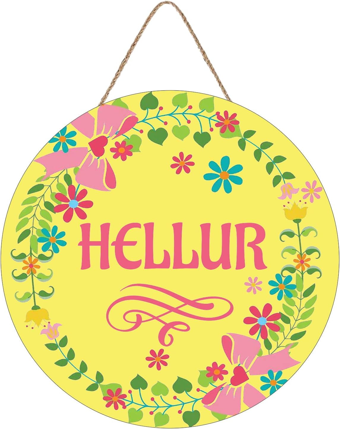 Cskhip Hellur Sign Funny Round Wood Sign Funny Hanging Sign Welcome ...