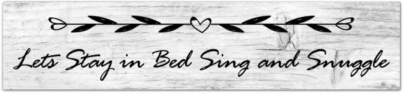 Cskhip Lets Stay in Bed Sing And Snuggle Wood Signs Vintage Wood Plaque ...