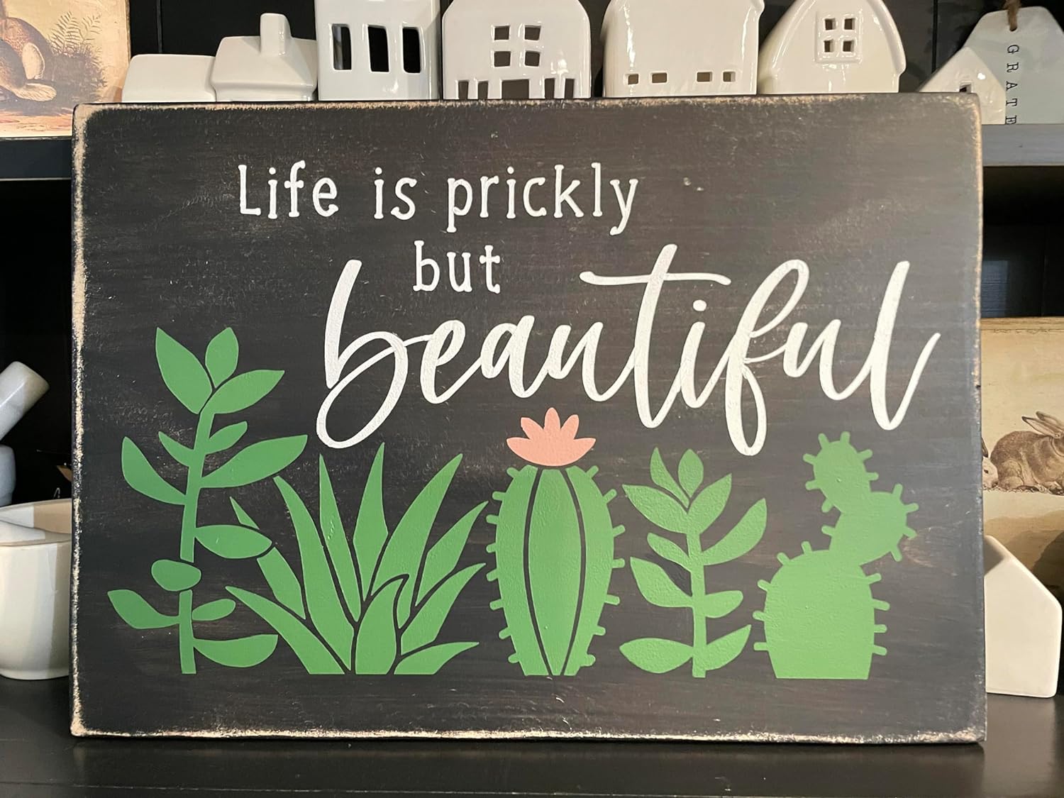 Cskhip Life Is Prickly Tiered Pallets Wooden Sign Wood Signs Home Decor ...