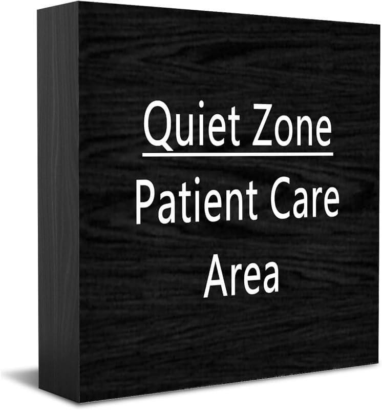 Cskhip Quiet Zone Patient Care Area Wood Box Sign,Desk Decor For Home ...