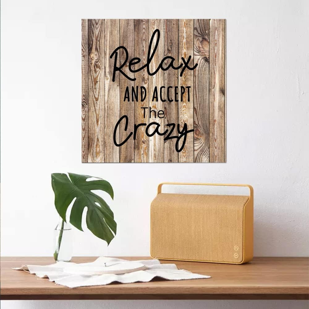 Cskhip Relax and Accept The Crazy Wood Plaque Wall Art Decor Positive ...