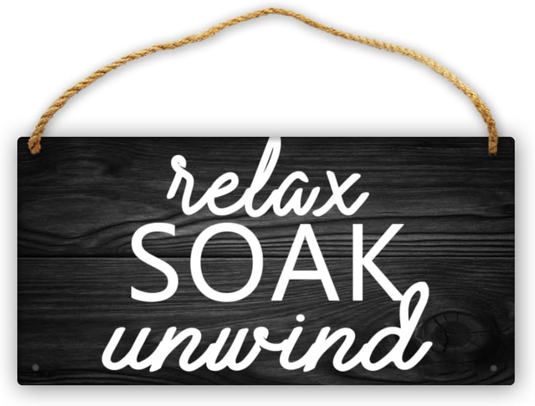 Cskhip Relax Soak Unwind Door Sign Wall Decor Wood Sign Sign For Door ...