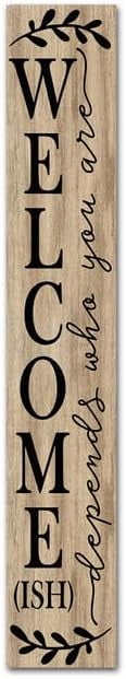 Cskhip Rustic Farmhouse Welcome-ish Sign for Front Door, Hanging ...