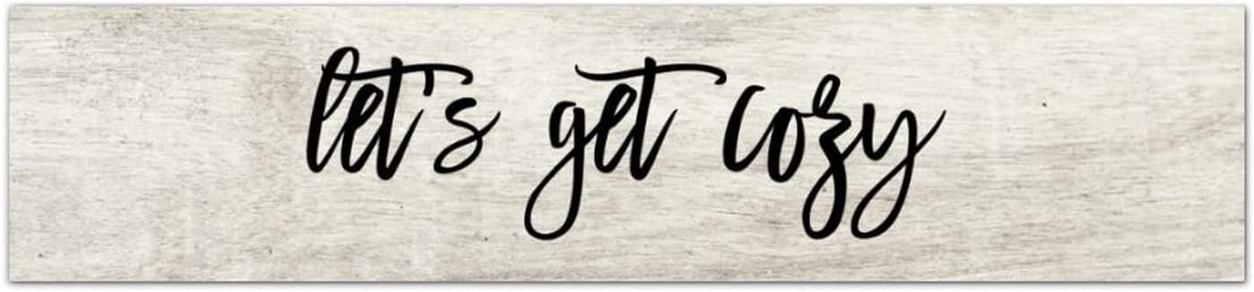 Cskhip Rustic Wood Sign with Inspirational Quotes Let's Get Cozy Sign ...