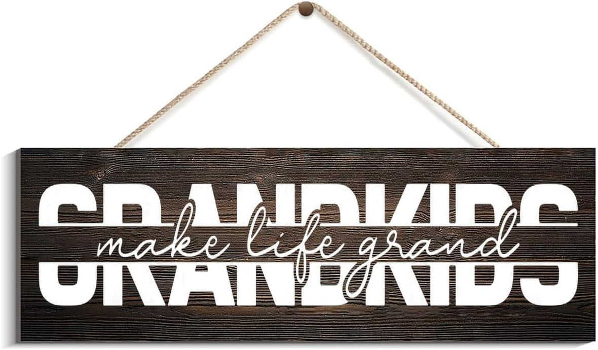 Cskhip Rustic Wooden Door Hanging Sign Grandkids Love Them Spoil Them ...