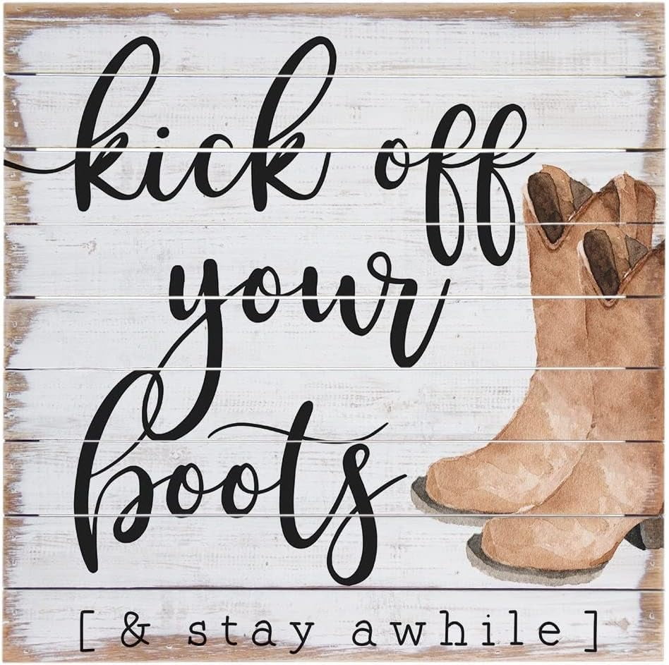 Cskhip Take Off Your Boots,Stay Awhile Wood Sign Vintage Farmhouse Sign ...
