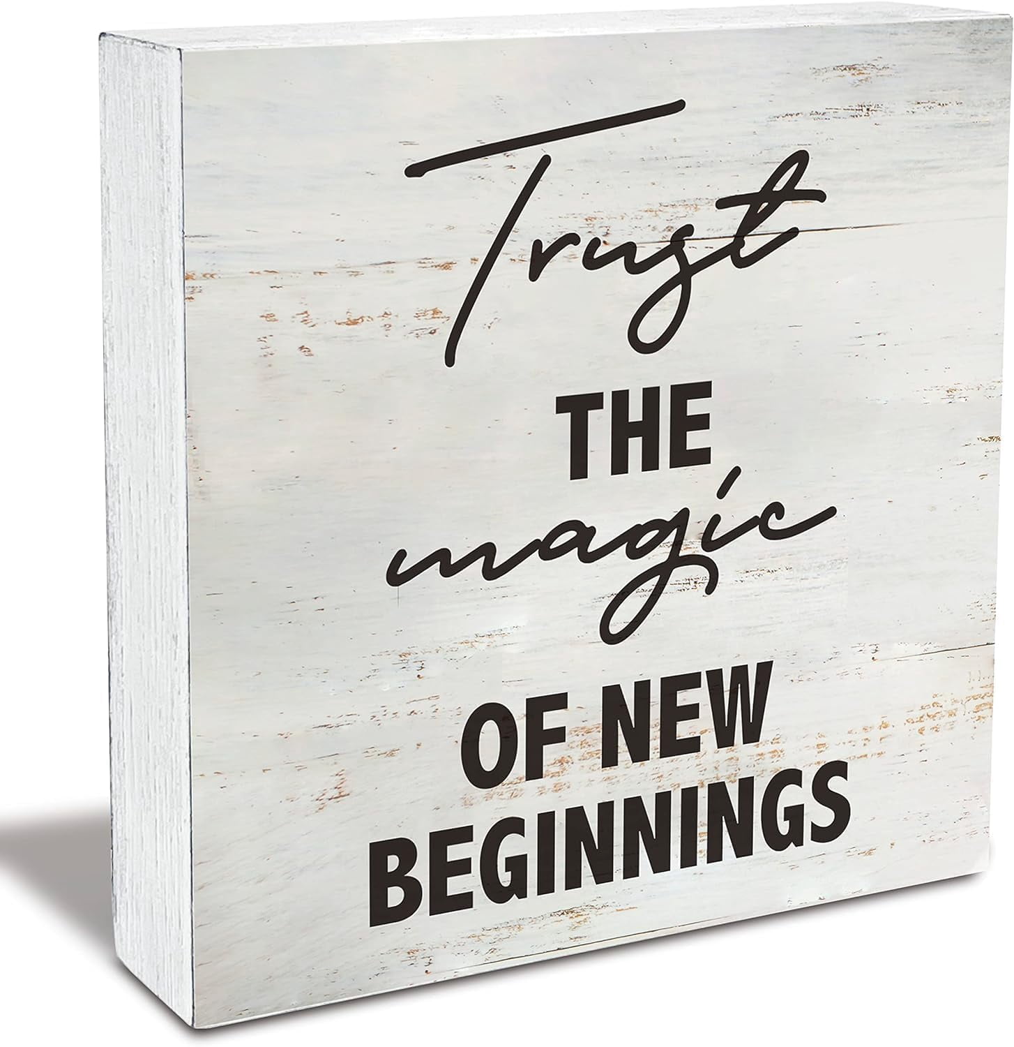 Cskhip Trust the Magic of New Beginnings Wood Box Sign Rusitc ...