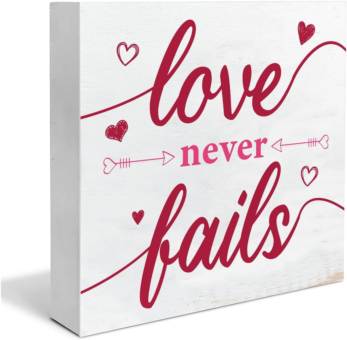 Cskhip Valentines Decor Wood Block Plaque Box Sign Valentines Day Decor ...