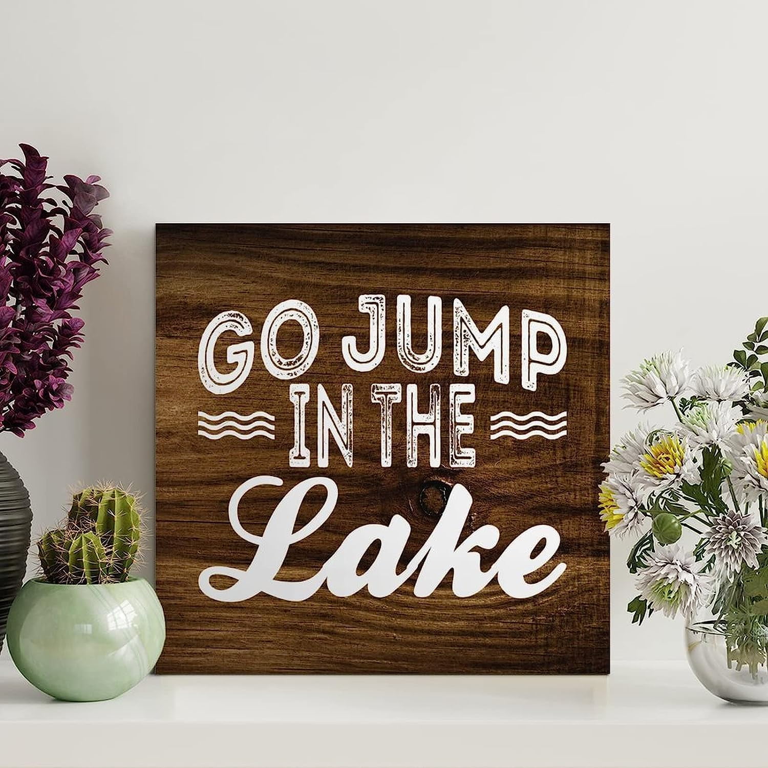 Cskhip Vintage Country Wooden Pallet Sign Go Jump in The Lake Wood ...