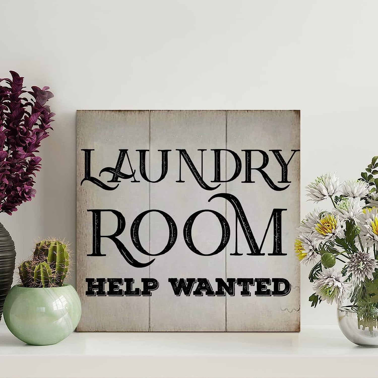 Cskhip Vintage Country Wooden Pallet Sign Laundry Room Help Wanted Wood ...