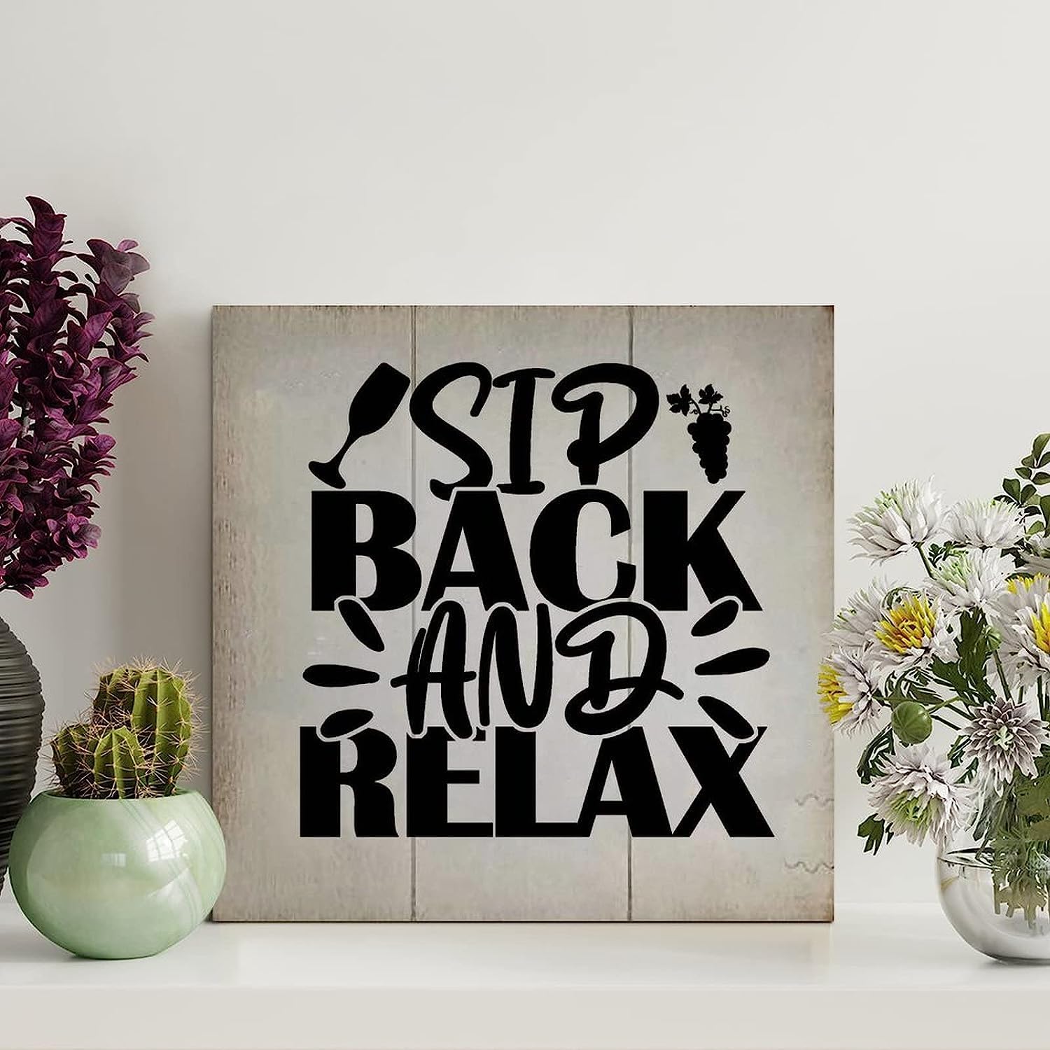 Cskhip Vintage Country Wooden Pallet Sign Sip Back And Relax Wood Signs ...