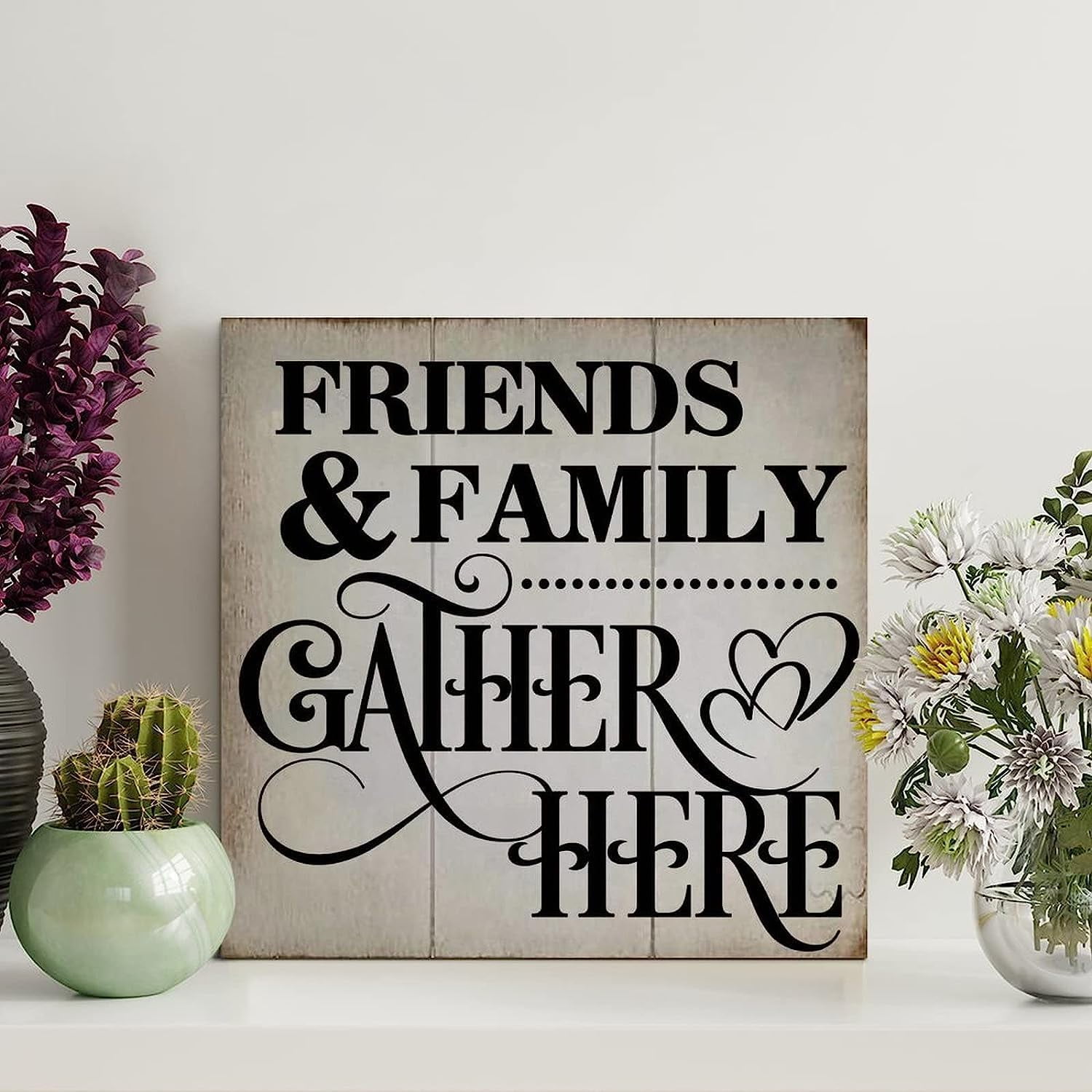 Cskhip Vintage Wood Signs Friends And Family Gather Here Wooden Sign ...