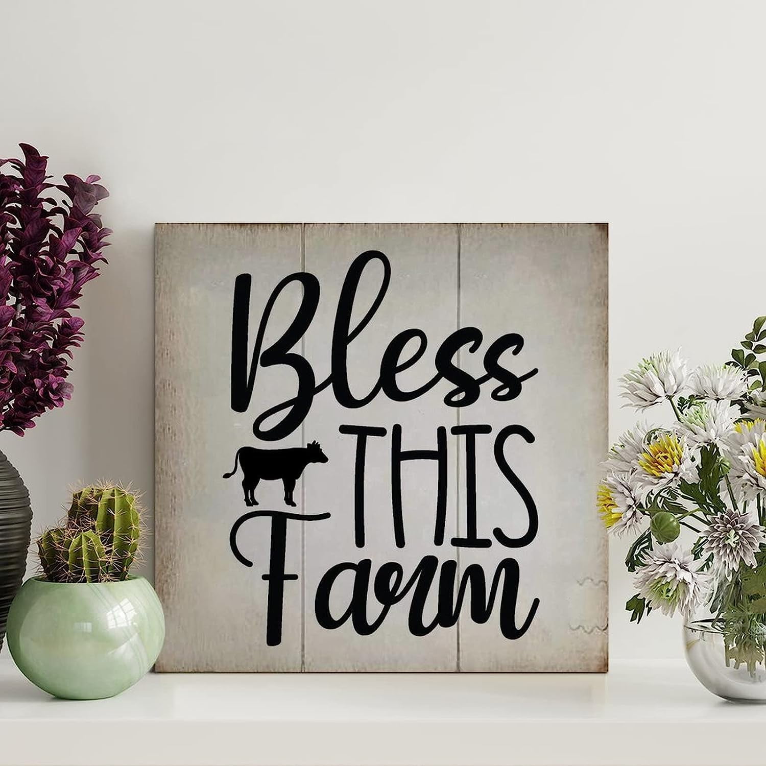 Cskhip Vintage Wooden Pallet Sign Bless This Farm Wood Signs with ...