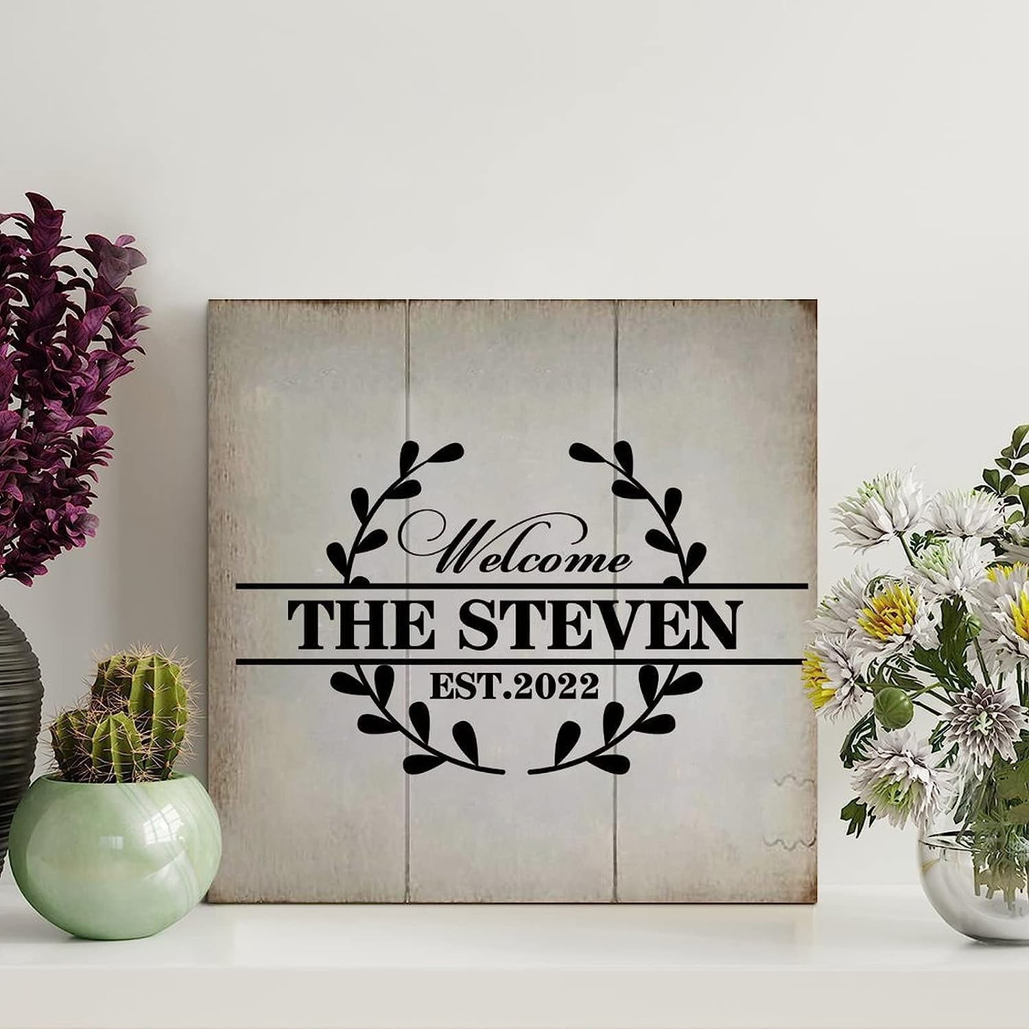 Cskhip Vintage Wooden Pallet Sign Welcome The Steven Est 2022 Signs ...