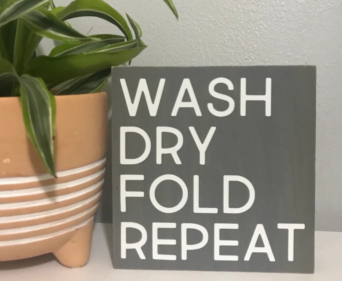 Cskhip Wash Dry Fold Repeat Wood Sign Wall Art Decor Wooden Hanging ...