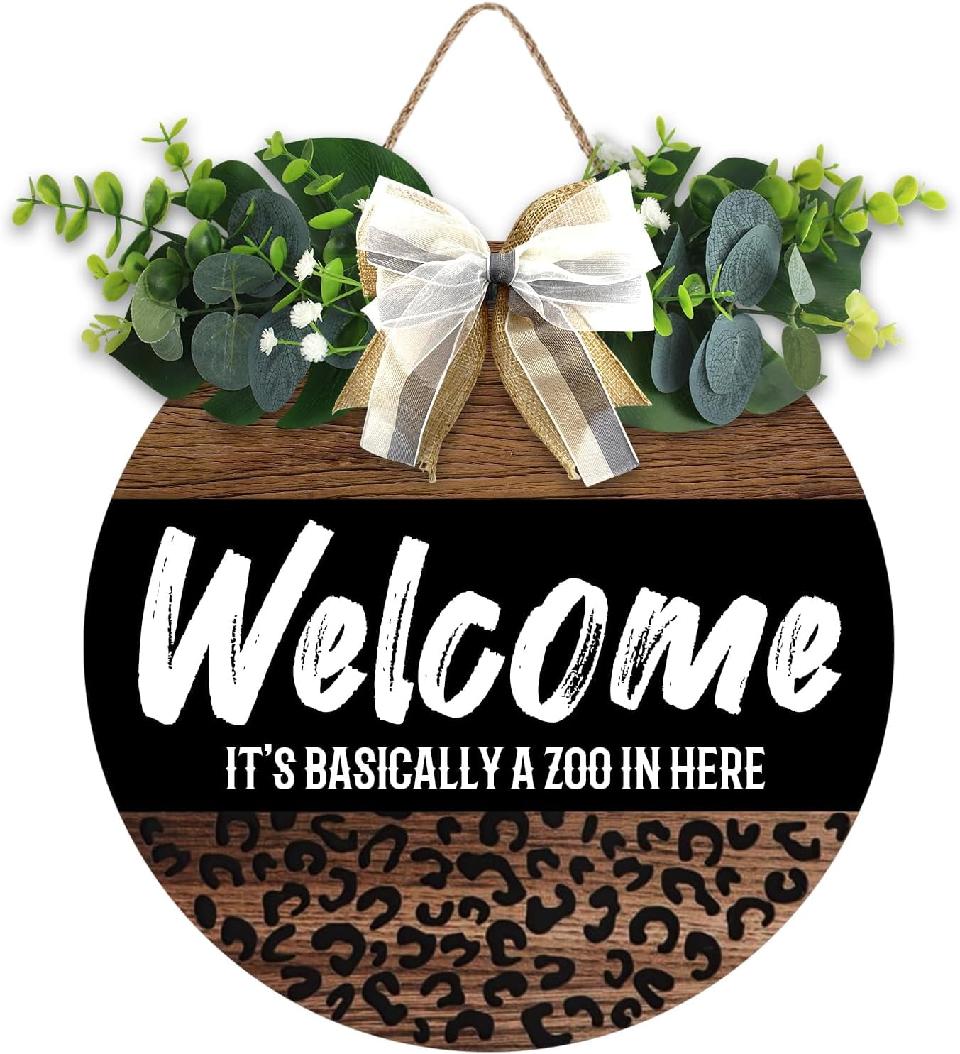 Cskhip Welcome Door Sign Wall Decor, It'S Basically A Zoo In Here Round ...