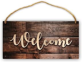 Cskhip Welcome Wood Signs Wooden Hanging String Sign Plank Plaque Wall ...