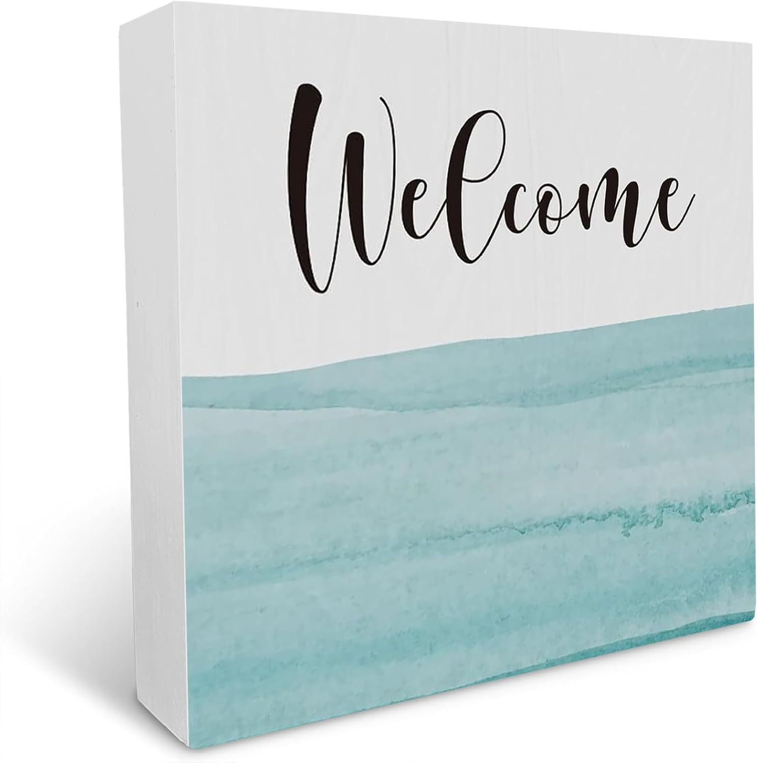 Cskhip Welcome Wooden Box Sign Decorative Watercolors Welcome Wood Box ...