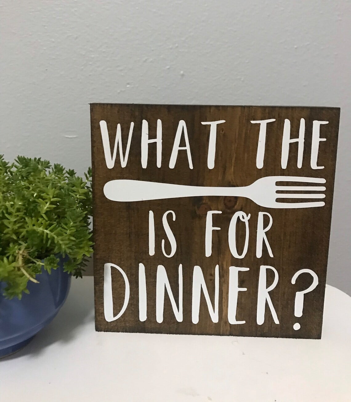Cskhip What The Fork Is For Dinner Wood Sign Wall Art Decor Wooden ...