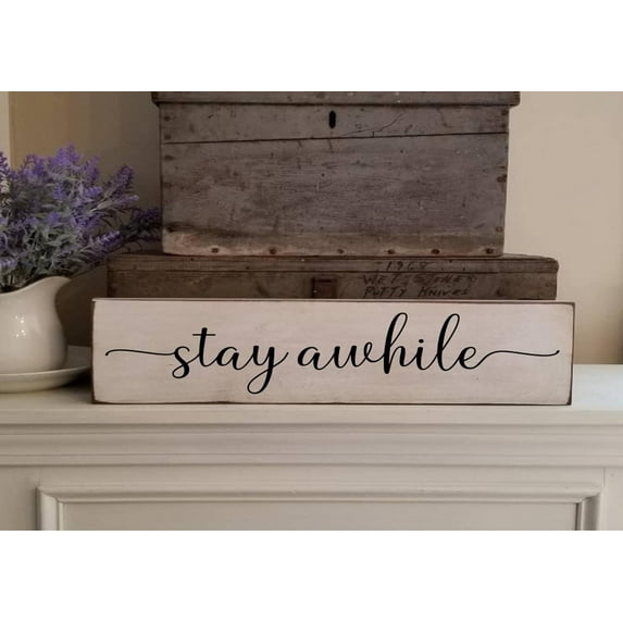 Cskhip Wood Sign Stay Awhile Sign - Living Room Wall Decor - Stay ...