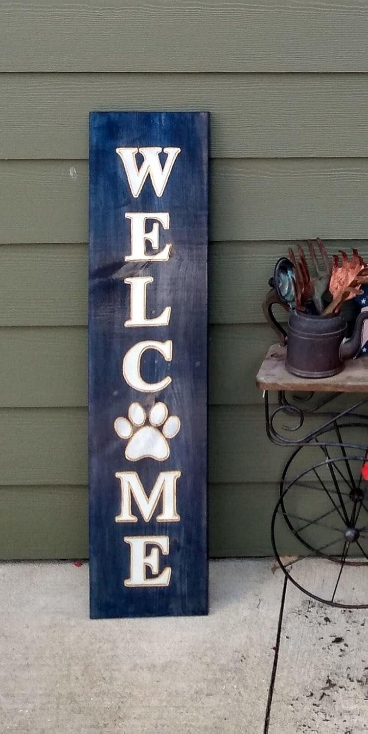 Cskhip Wood Signs Front Porch Welcome Sign with Paw - Great Gift or ...