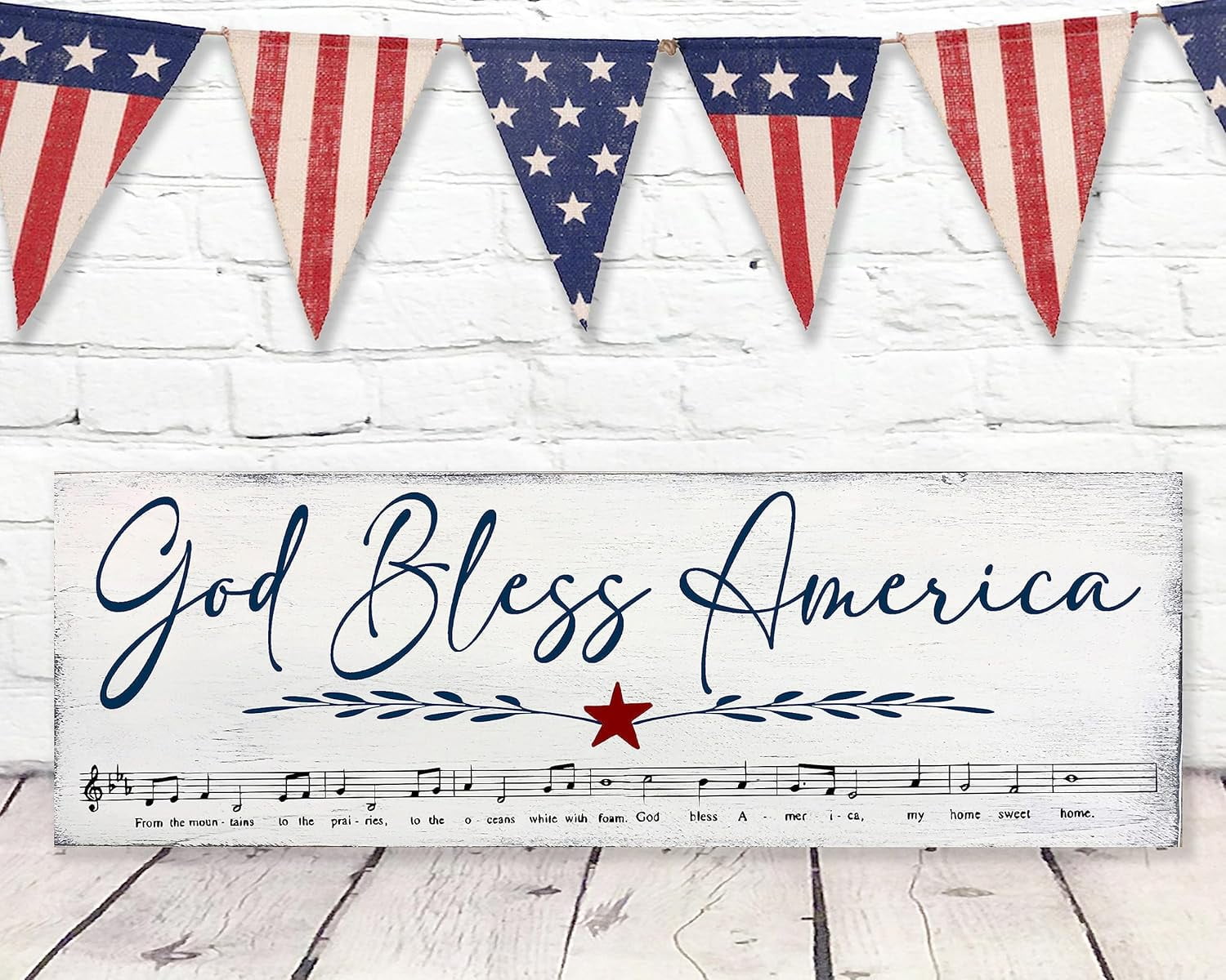 Cskhip Wood Signs God Bless America, 4th Of July Decor, Independence ...