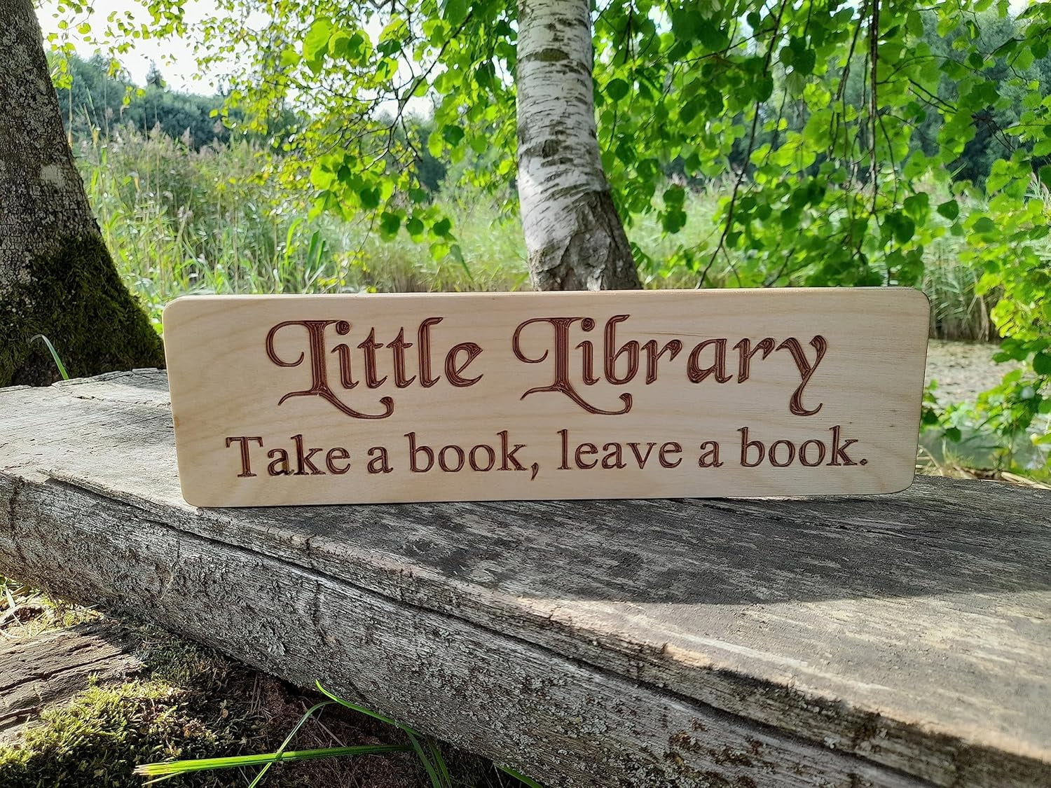 Cskhip Wood Signs Little Library sign Wooden Signs With Sayings 4x16 ...