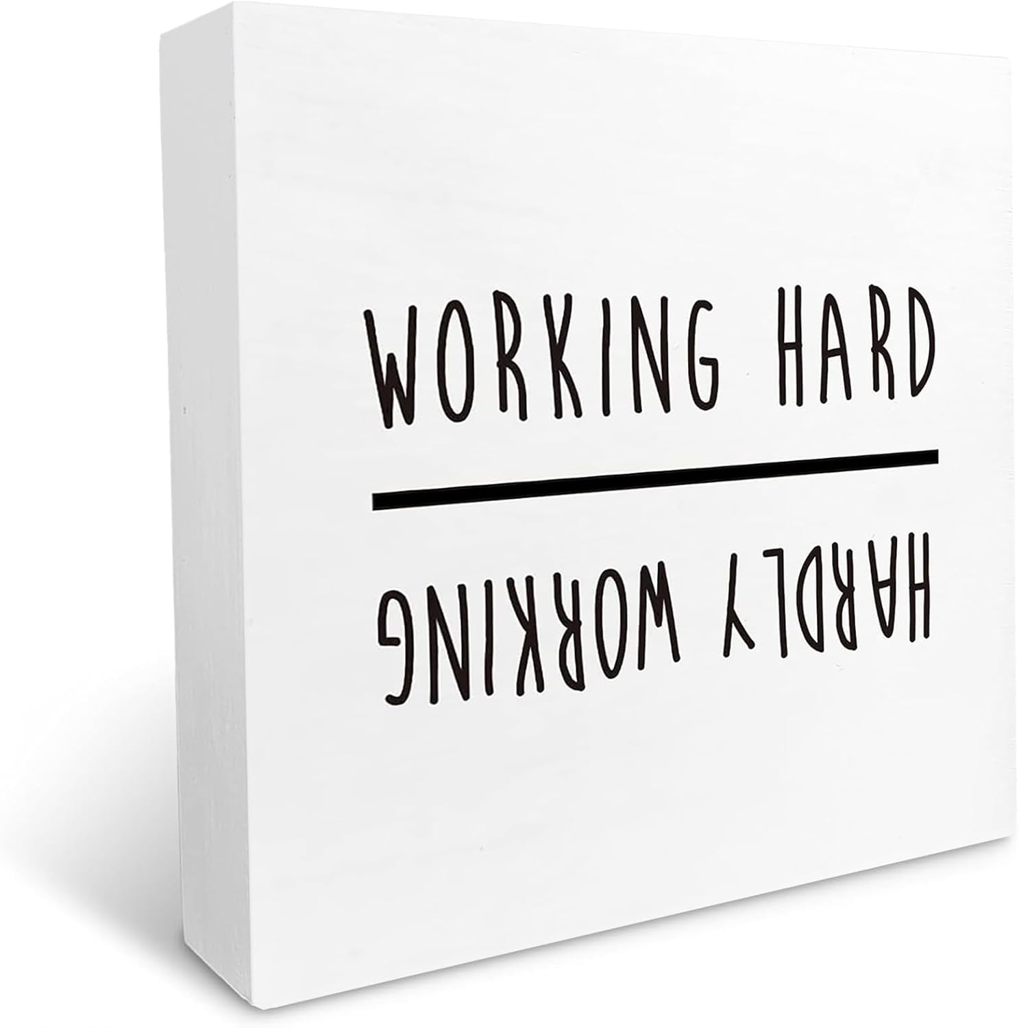 Cskhip Working Hard Wooden Sign Desk Decor,Funny Office Quote Wood ...