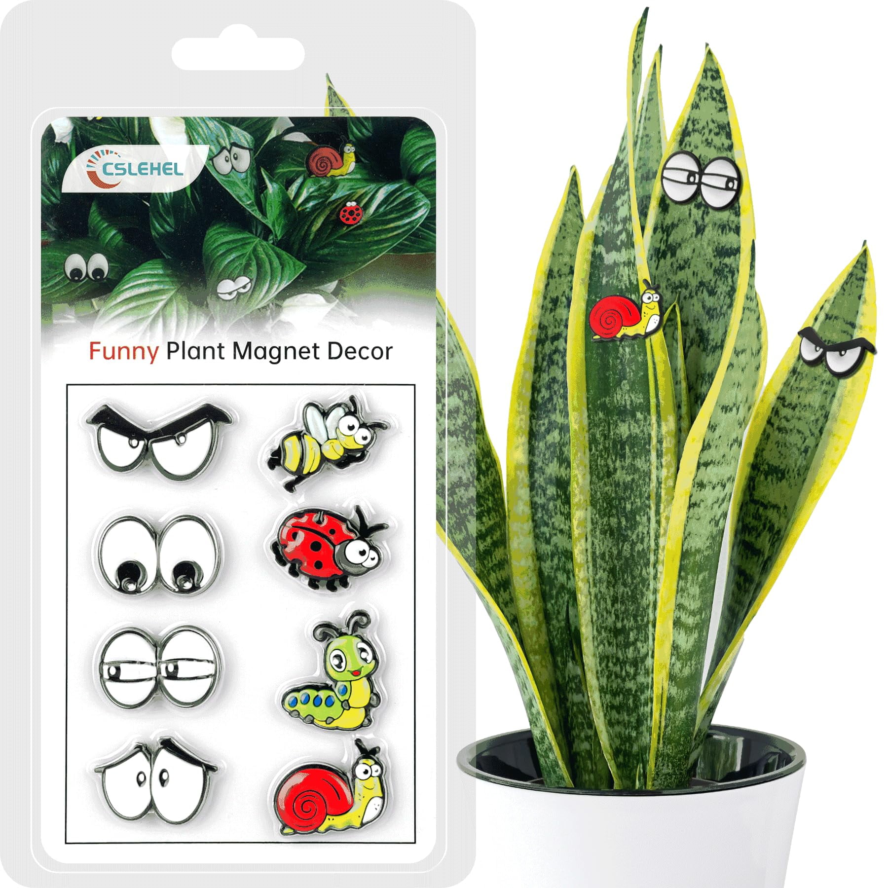 Cslehel 8 Pcs Cute Office Magnets, Plant Magnets Eyes for Potted Plants ...